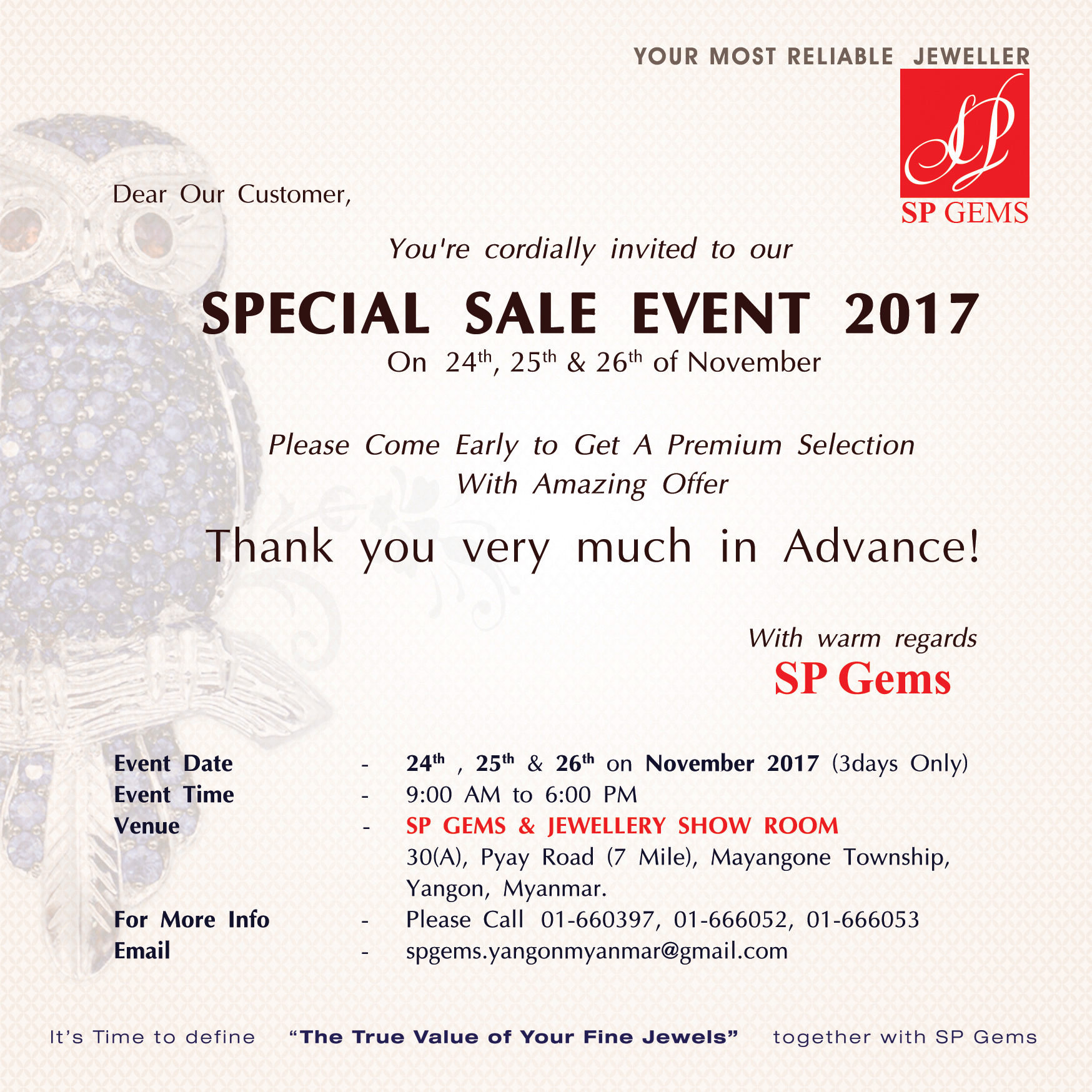 SPECIAL SALE EVENT 2017 - SP Gems
